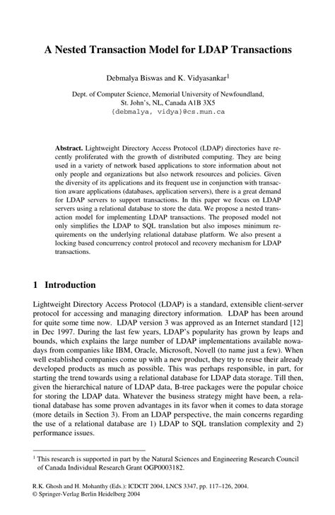 Pdf A Nested Transaction Model For Ldap Transactions