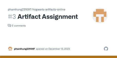 Artifact Assignment · Issue 3 · Phamhung231097hogwarts Artifacts