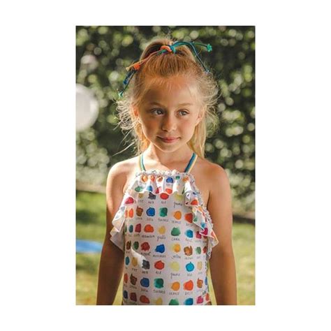 Jose Varon Summer 2023 Girl Swimsuit Watercolors