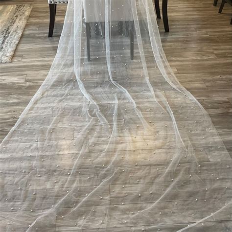 Pearl Bridal Veil Pearl Beaded Wedding Veil White Or Ivory Cathedral