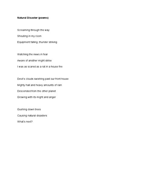 Natural Disaster Poem Pdf