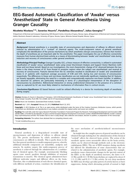 Pdf Eeg Based Automatic Classification Of ‘awake Versus