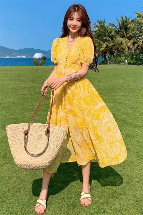 Vestido Largo Bohemio De Gasa Con Cuello En V Para Mujer Prenda De