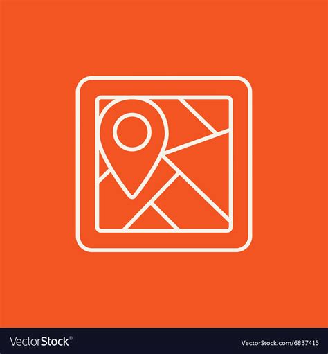Map With Pointer Line Icon Royalty Free Vector Image