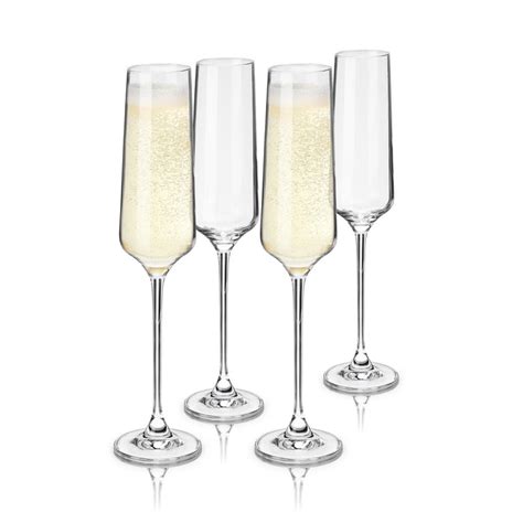 Viski Reserve Inez Crystal Champagne Flutes European Crafted