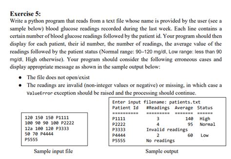 Solved Exercise 5 Write A Python Program That Reads From A Chegg