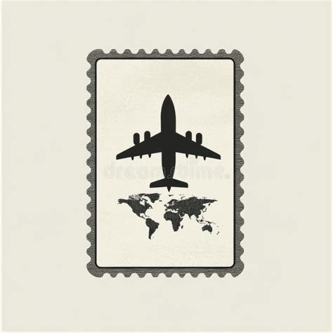 A Passport Stamp Silhouette Features An Airplane Above A Faded World Map Symbolizing Global