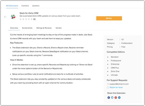 Slack Extension Integrations Online Help Zoho Crm