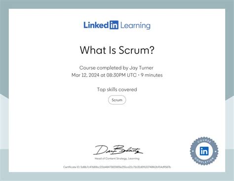 Certificate Of Completion Jay Turner Csm® Cspo® Caf® Cal 1®