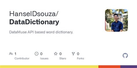 GitHub HanselDsouza DataDictionary DataMuse API Based Word Dictionary