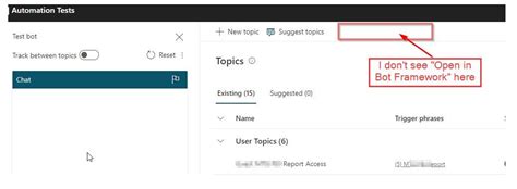I Dont See Open In Bot Framework When In Any Of My 4 Bots On The