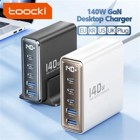 투키 140w Gan Usb 충전기 5in1 데스크톱 패스트 충전 Usb 타입 C Led 디스플레이 충전기 아이폰 샤오미 스마트