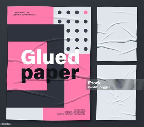 흰색 접착 주름 포스터의 모형 벡터의 집합 현실적인 구겨진 젖은 접착 종이 포스터 프레젠테이션에서 편집하고 사용하기 쉬운 멋진 최신 포스터입니다 모든 것이 레이어별로