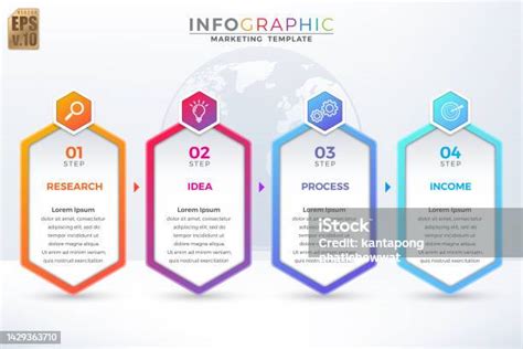 인포 그래픽 벡터 비즈니스 마케팅 디자인 육각형 아이콘 다채로운 템플릿 4 가지 옵션 지구 배경에 최소한의 스타일 마케팅 프로세스 워크플로 프레젠테이션 레이아웃 순서도에