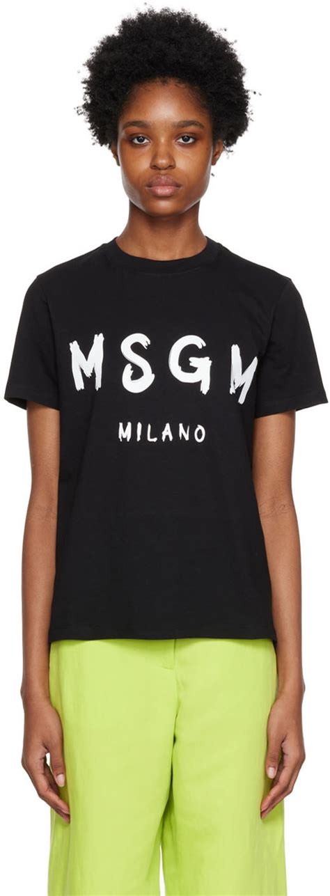 Msgm Black Printed T Shirt Msgm
