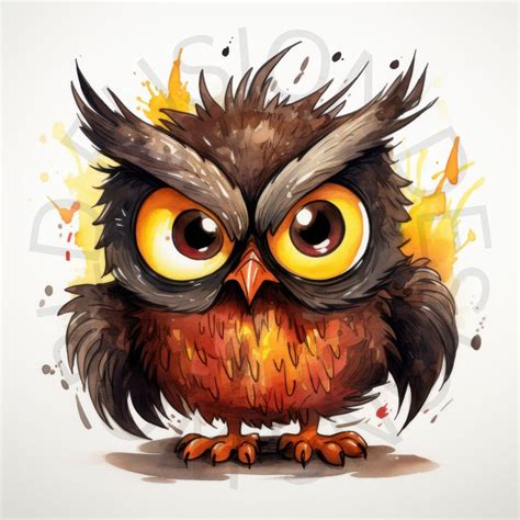 Angry Owls Clip Art 8 Illustrations Use For Scrapbooking Wall Art