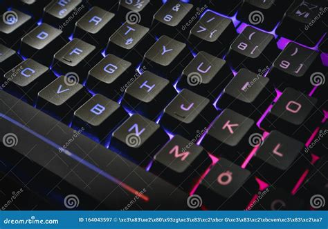 A Gaming Keyboard With Rgb Led Lights Stock Image Image Of Black Laptop