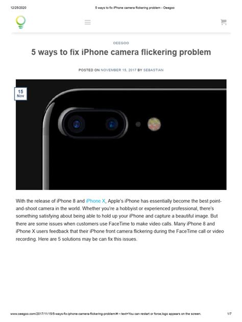 5 Ways To Fix Iphone Camera Flickering Problem Oeegoo Pdf I Phone Camera Lens