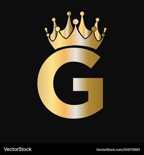 Letter G Crown Logo Template Royal Logotype Vector Image