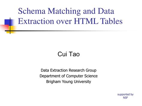 ppt schema matching and data extraction over html tables powerpoint