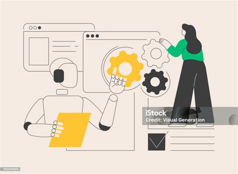 Collaborative Robotics Abstract Concept Vector Illustration Stock