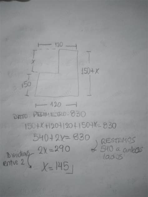 Solved Hallar la medida de x las medidas están en m algebra