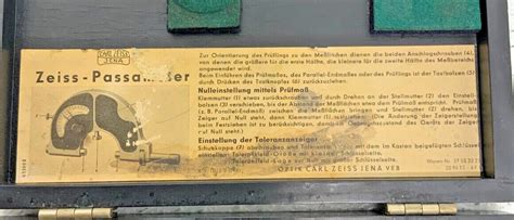 Carl Zeiss Jena Passameter Micrometer Machinist Tool 0001 0 1 43c