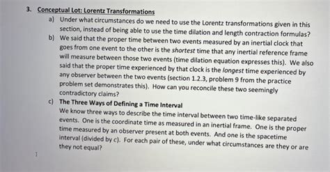 Solved 3 Conceptual Lot Lorentz Transformations A Under