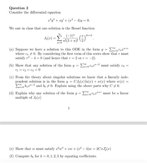 Solved Question 2 Consider The Differential Equation We Saw