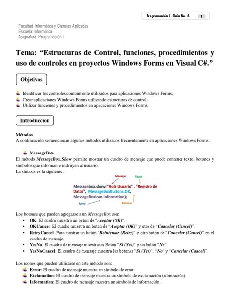 Guía No 6 Programación I Pdf Ventana Informática Puntero