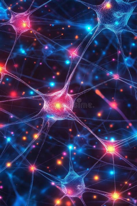 Glowing Neural Network A 3d Illustration Of Brain Cells Synapses And Cognitive Function Stock