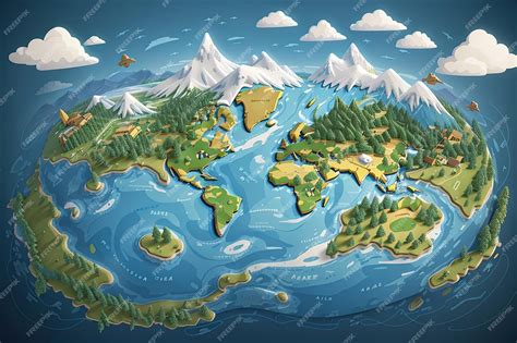 Premium Ai Image A Stylized World Map Includes Islands And Continents