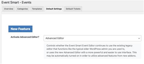 using the advanced editor event espresso user guides and documentation