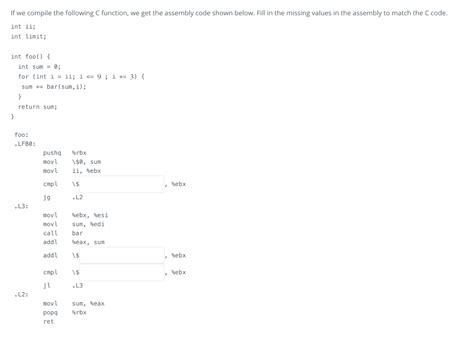 Solved If We Compile The Following C Function We Get The Chegg