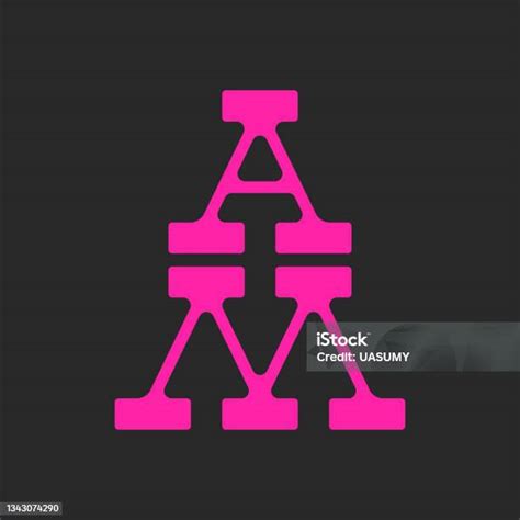 모노그램 문자 Am 또는 Ma 로고 이스티스 팝 아트 아이덴티티 스티커 핑크 두 글자 A와 M 쌍 기호 0명에 대한 스톡 벡터 아트 및 기타 이미지 Istock