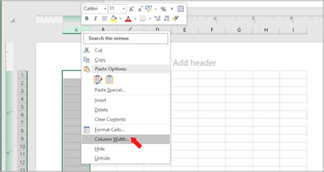 setting column width in inches or centimeters in microsoft excel
