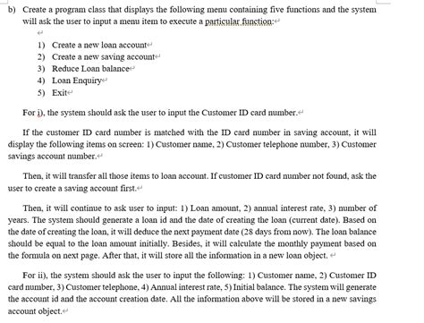 solved implement part of a loan management system as