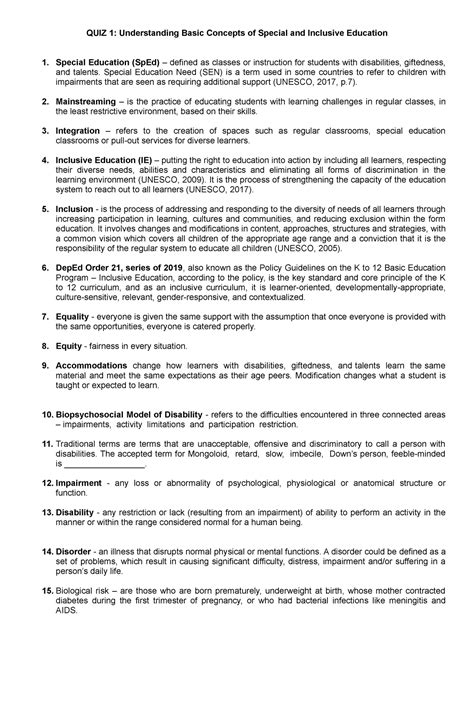 Quiz 1 Quiz For Chapter 1 Quiz 1 Understanding Basic Concepts Of