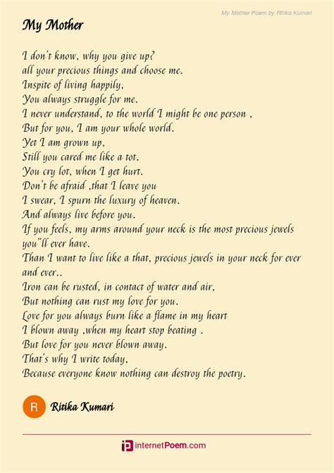 My Mother Poem By Ritika Kumari