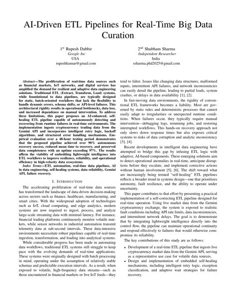 Pdf Ai Driven Etl Pipelines For Real Time Big Data Curation