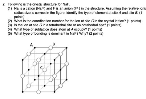 Solved 2 Following Is The Crystal Structure For Naf 1 Na