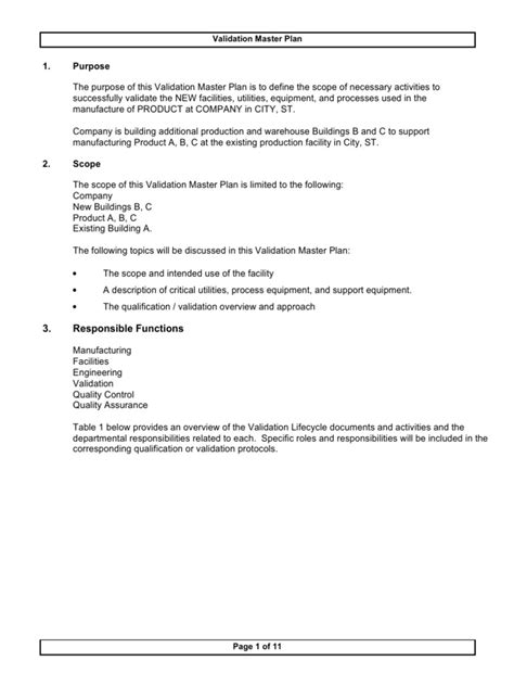 Validation Master Plan Example Pdf Verification And Validation Specification Technical