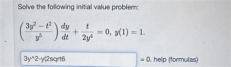 Solved Solve The Following Initial Value