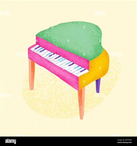 Green Piano Sticker Vector Musical Instrument Illustration Stock Vector