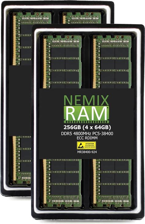 Nemix Ram 256gb 4x64gb Ddr5 4800mhz Pc5 38400 2rx4 1 1v 288 Pin Ecc Rdimm Registered Server