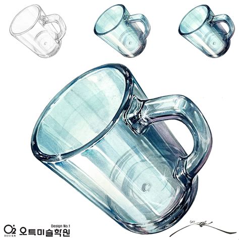유리컵 기초디자인 제품 스케지 질감 그림 디자인