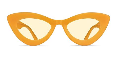 Francesca Cat Eye Crystal Yellow Frame Sunglasses For Women