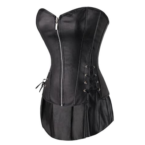 Sissy In Public Pleather Corset Costume With Skirt Cute Sissy
