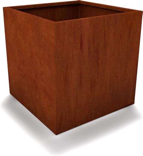 Modern Corten Steel Rectangle Planter Box 18 In L X 18 In W X 18 In T