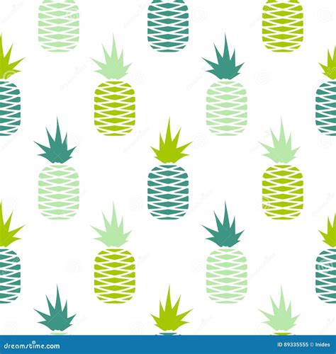 Green Pineapple Seamless Fruit Pattern Stock Vector Illustration Of